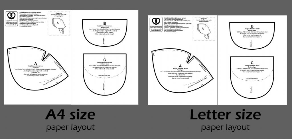 Shoulder armor (pauldrons) pattern collection - 6 patterns - Pretzl Cosplay