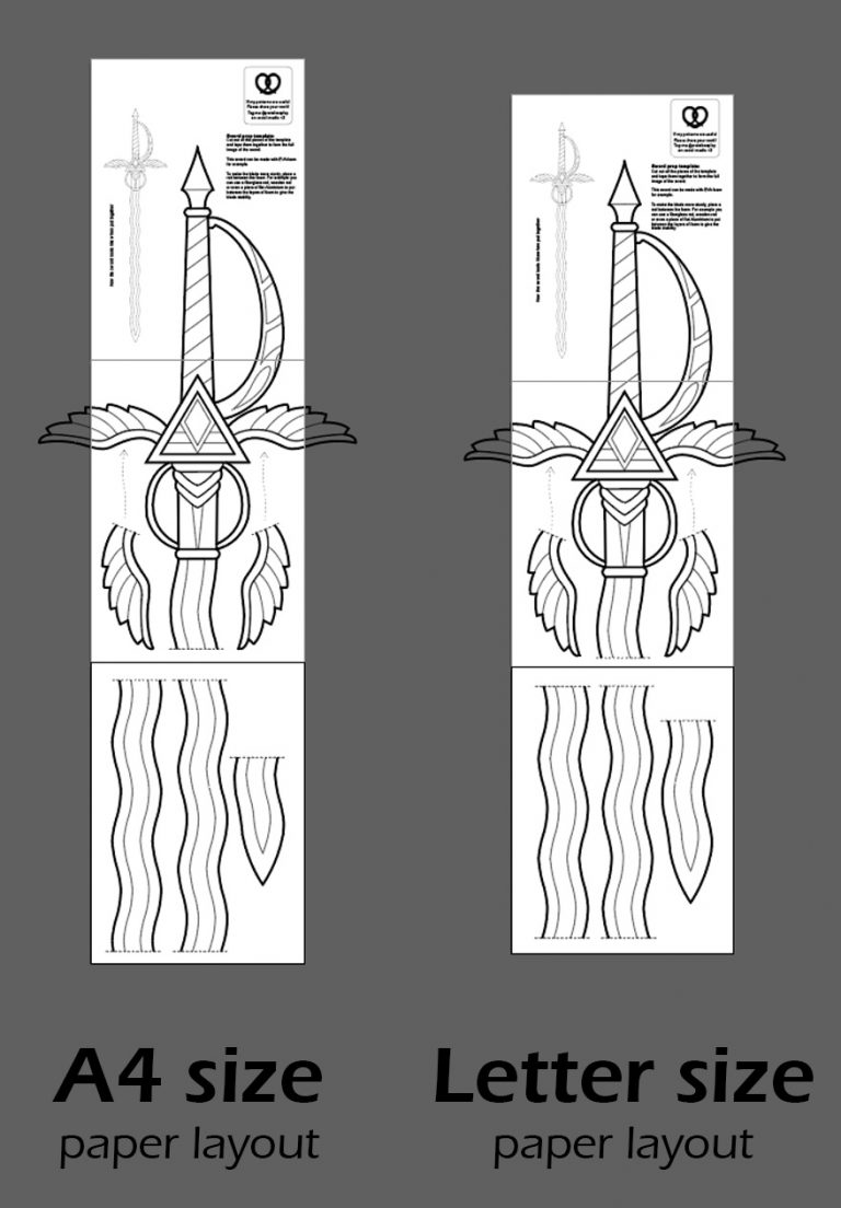 Winged wavy sword prop template + Bonus dagger template! - Pretzl Cosplay