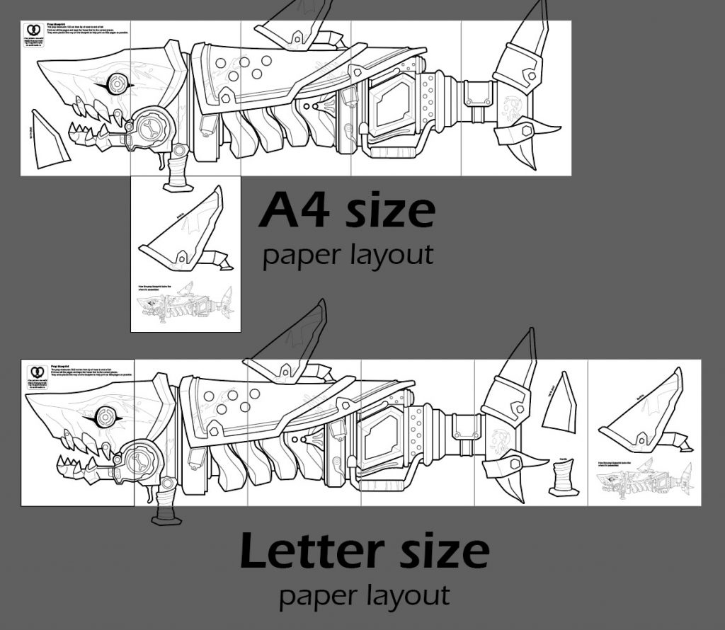 Fishbones shark bazooka blueprint version 2 - Pretzl Cosplay